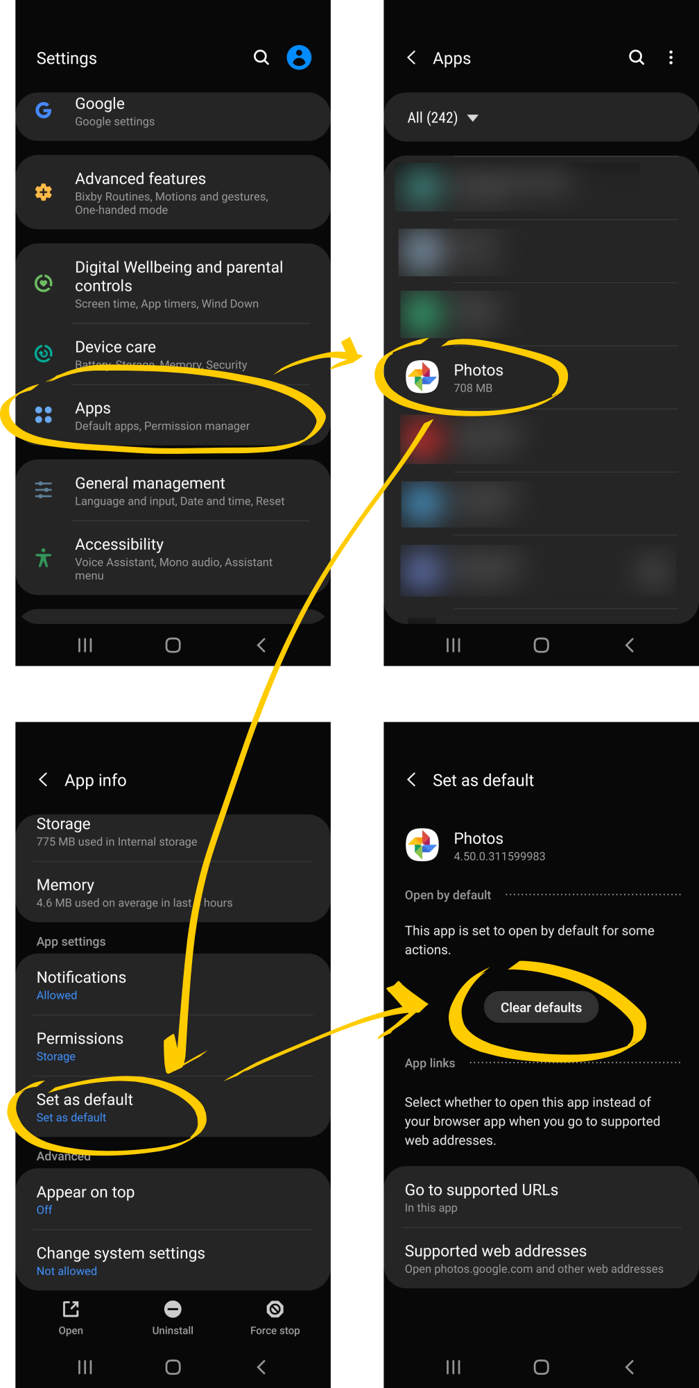 Reset an app previously set as default | Camera FV-5 Reset an app previously set as default | Camera FV-5